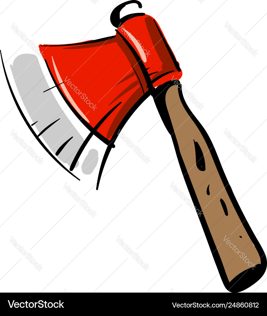 Red ax with wooden handle on white background Vector Image