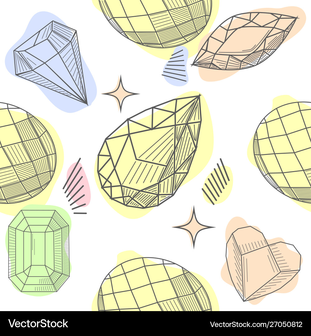 Seamless colorful diamond gemstones background Vector Image