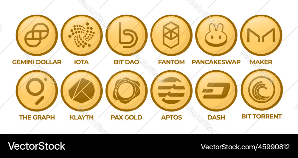 Set of cryptocurrency logo coins Royalty Free Vector Image