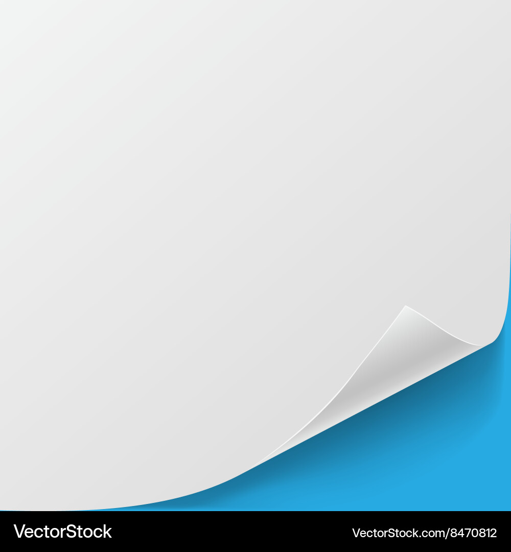 Sheet of paper with curved corner Royalty Free Vector Image