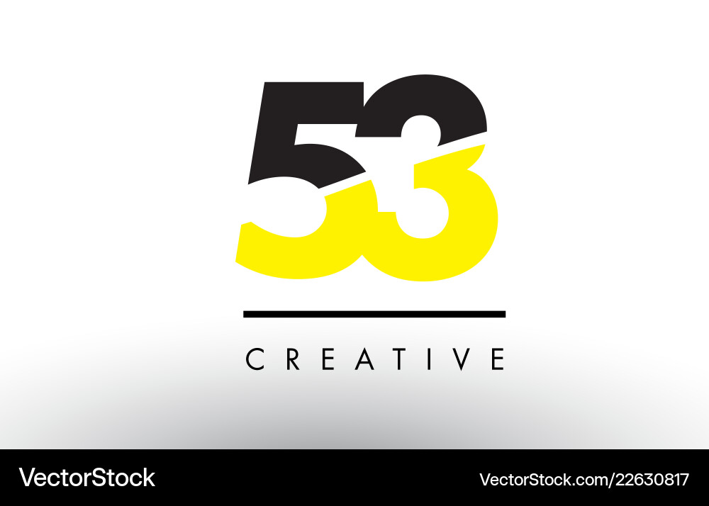53 black and yellow number logo design Royalty Free Vector