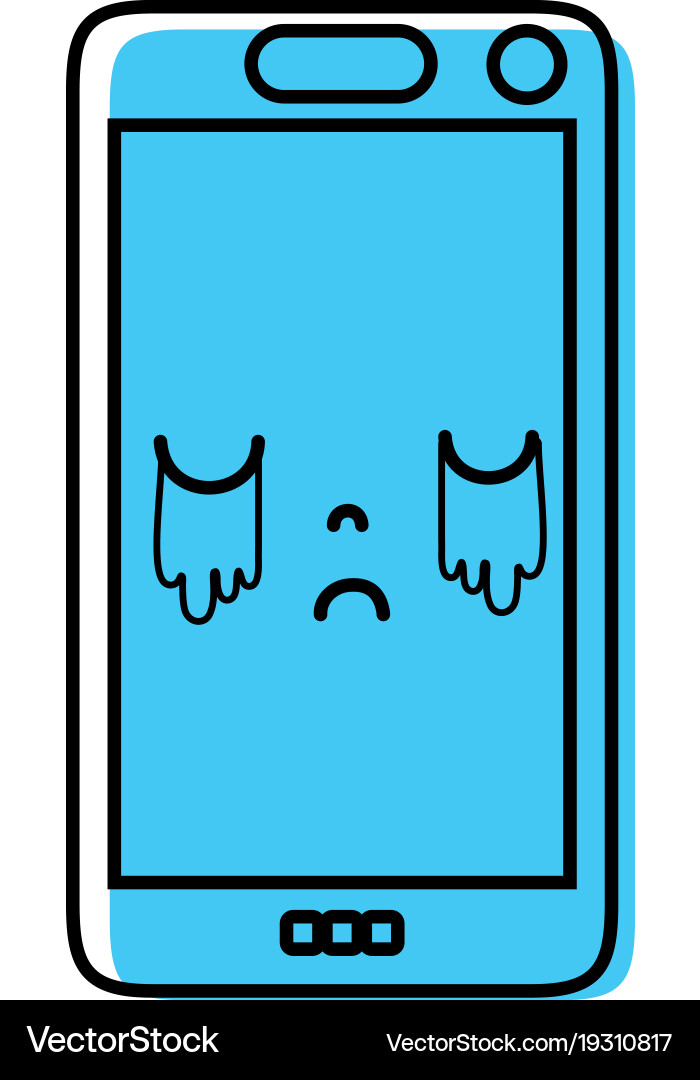 Color kawaii smartphone cute crying face Vector Image
