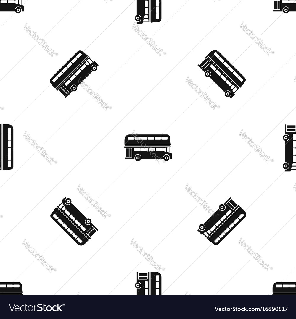 Double decker bus pattern seamless black Vector Image
