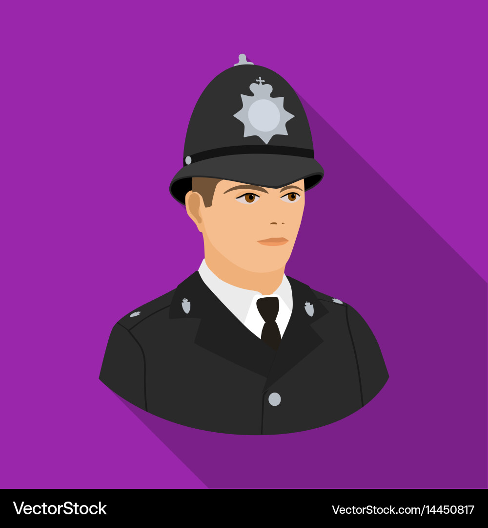 English policeman icon in flat style isolated Vector Image