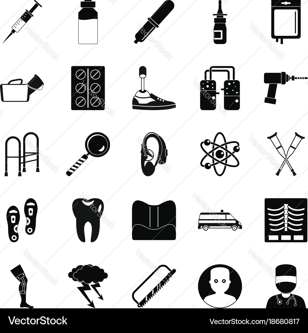 Field ambulance icons set simple style Royalty Free Vector