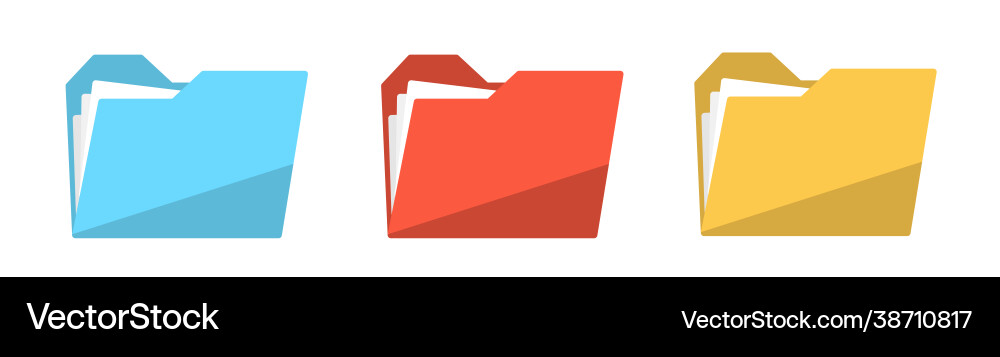 File folders set in different colours stock Vector Image