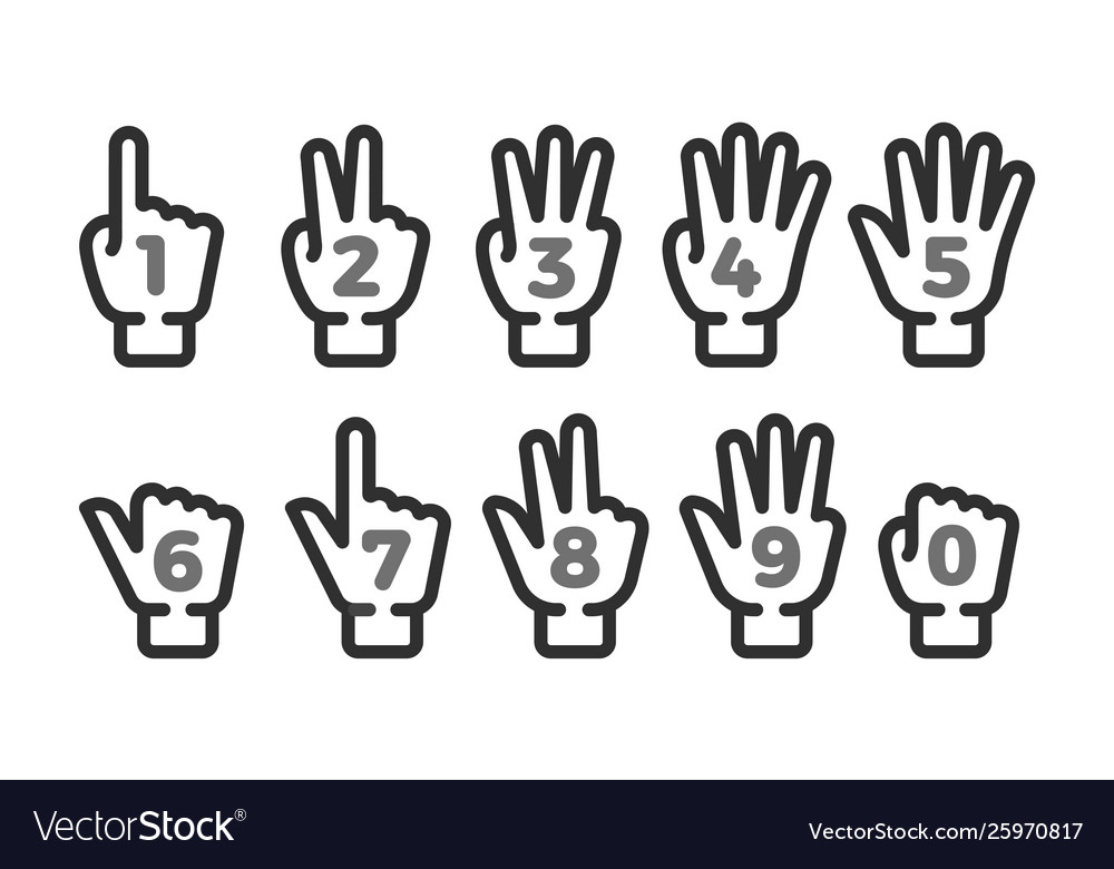 Finger counting icon set Royalty Free Vector Image Finger counting icon set Royalty Free Vector Image