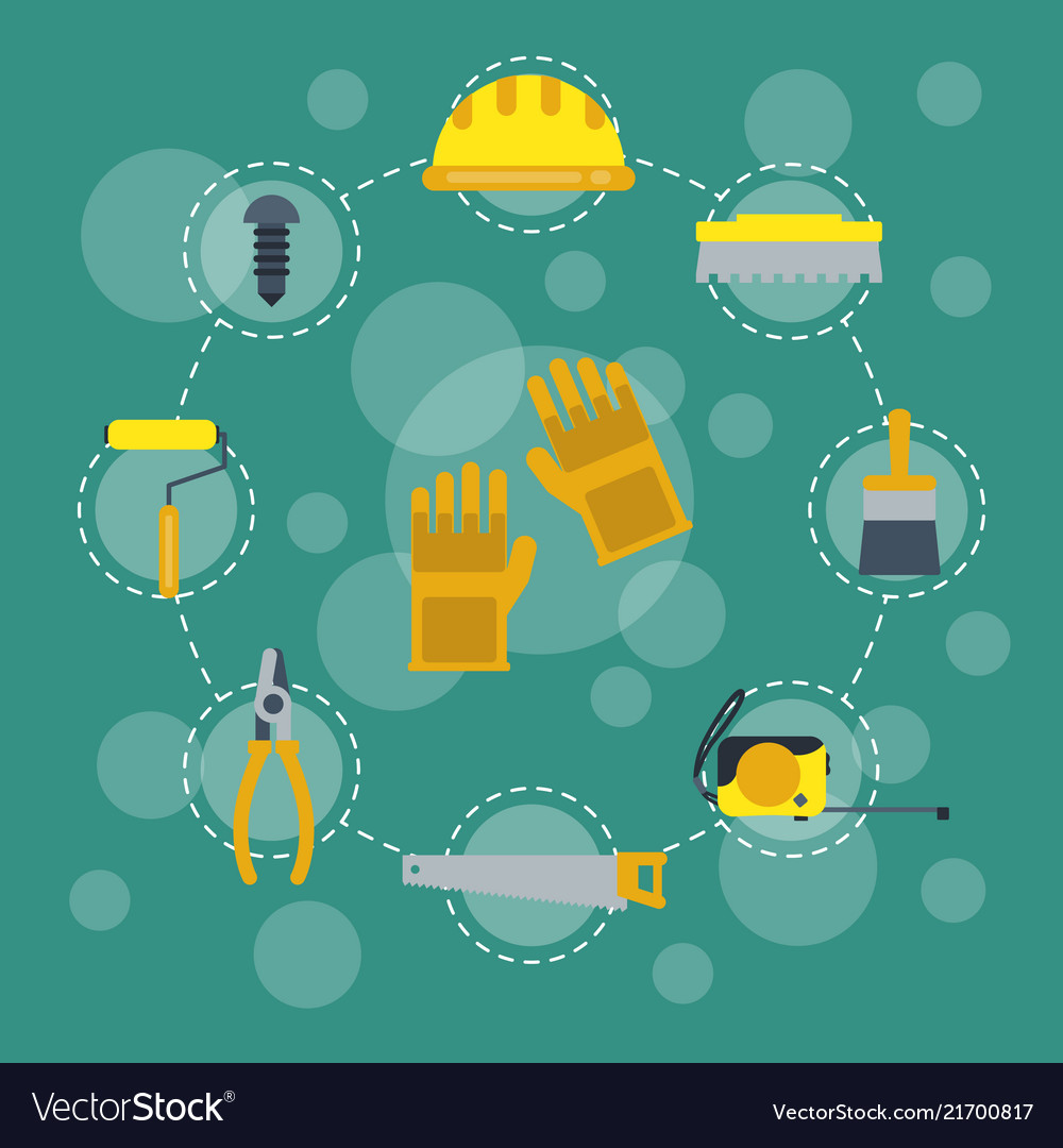 Flat construction tools Royalty Free Vector Image