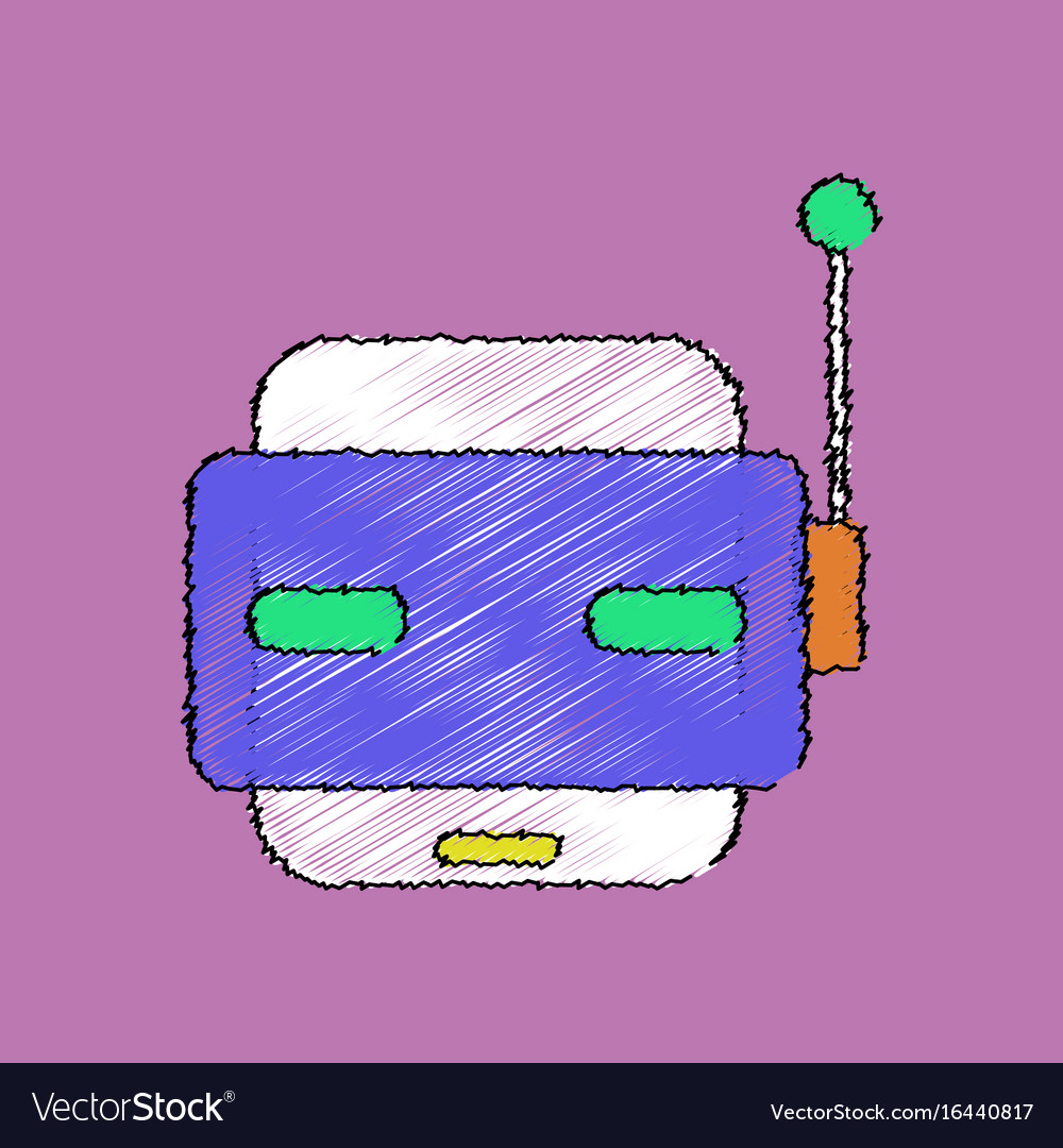 Flat shading style icon toy robot face Royalty Free Vector