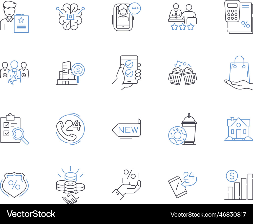 Foreign exchange markets line icons collection Vector Image