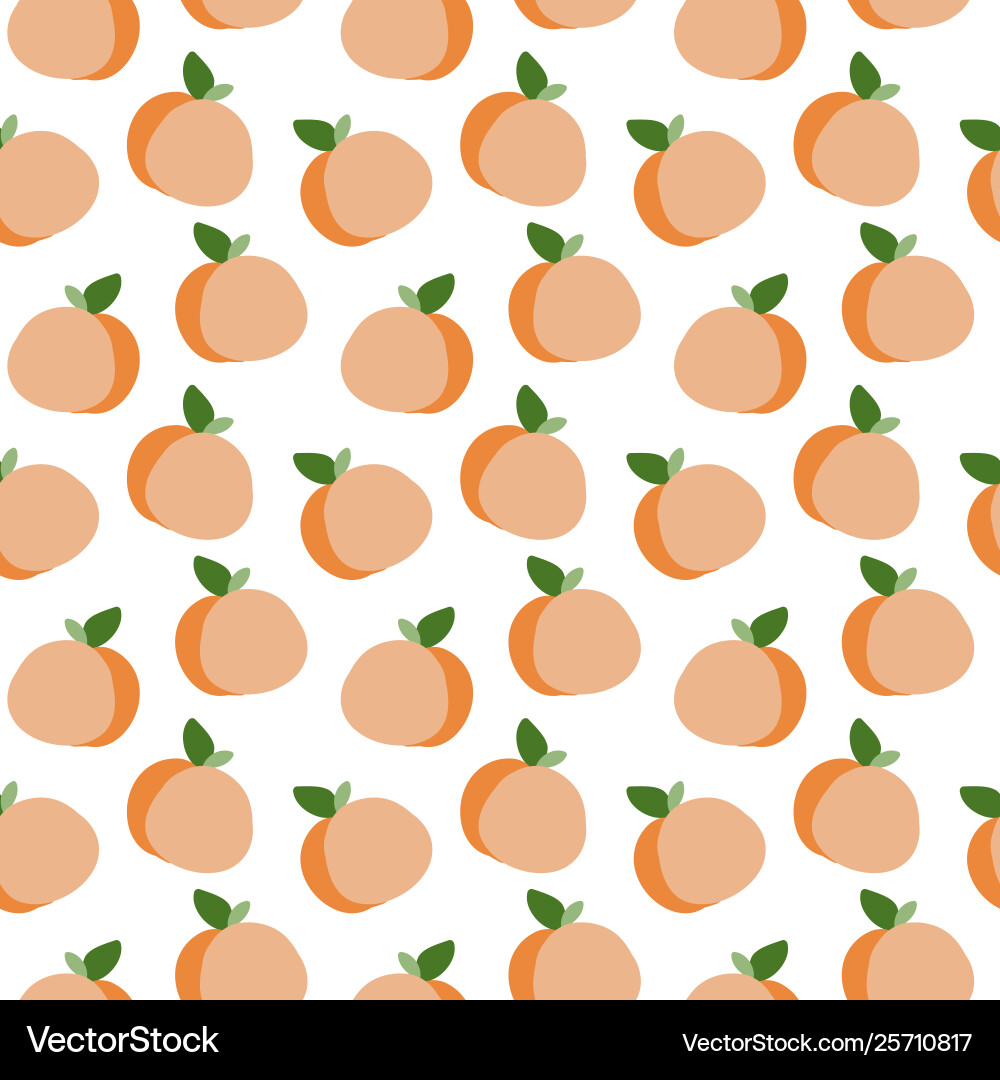 Hand drawn peach seamless pattern Royalty Free Vector Image