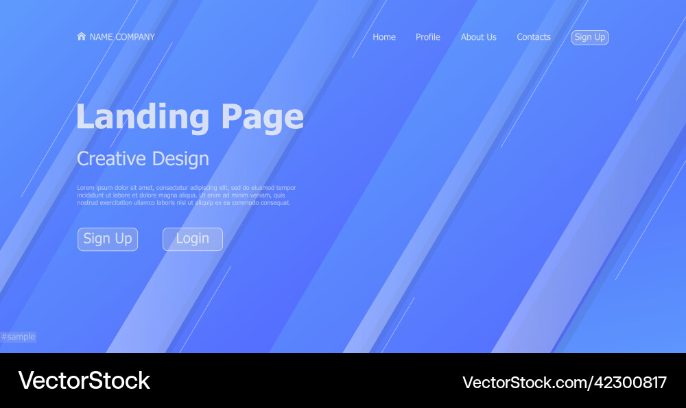 Home page landing blue web landing page template Vector Image