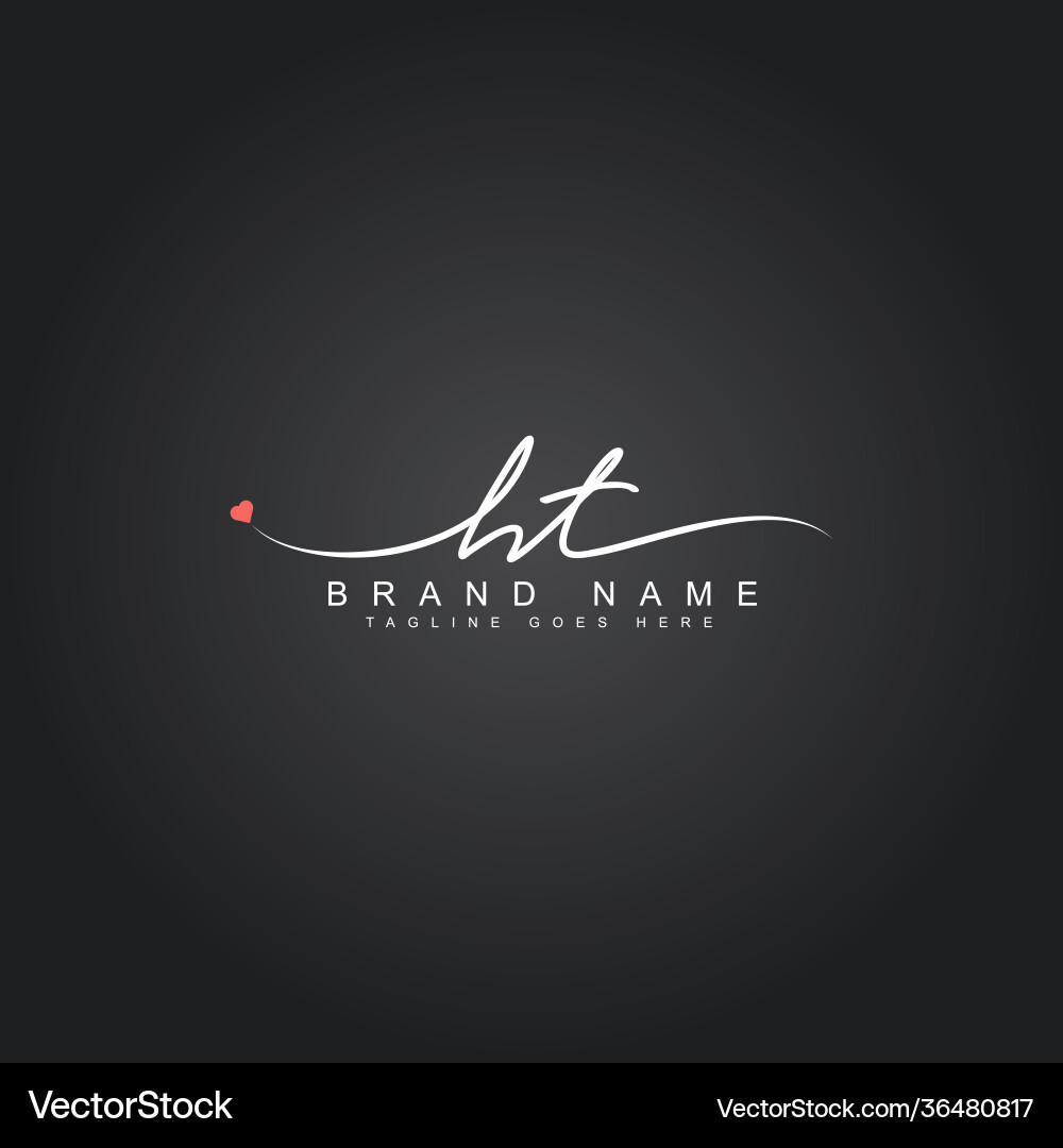 Ht signature logo - handwritten Royalty Free Vector Image