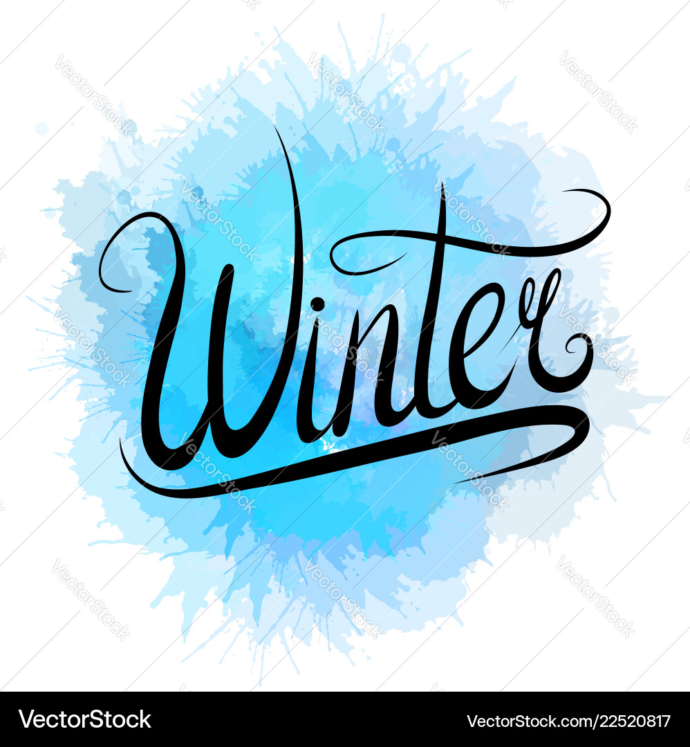 Lettering winter written by hand with blue Vector Image