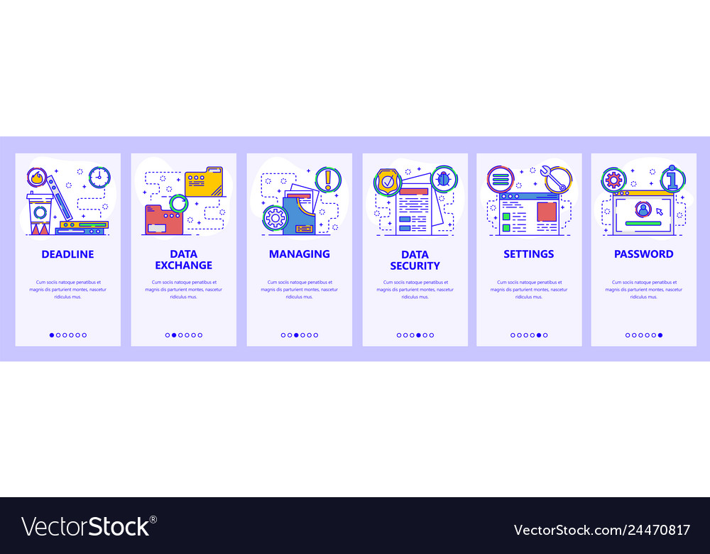 Mobile app onboarding screens computer services Vector Image Mobile app onboarding screens computer services Vector Image