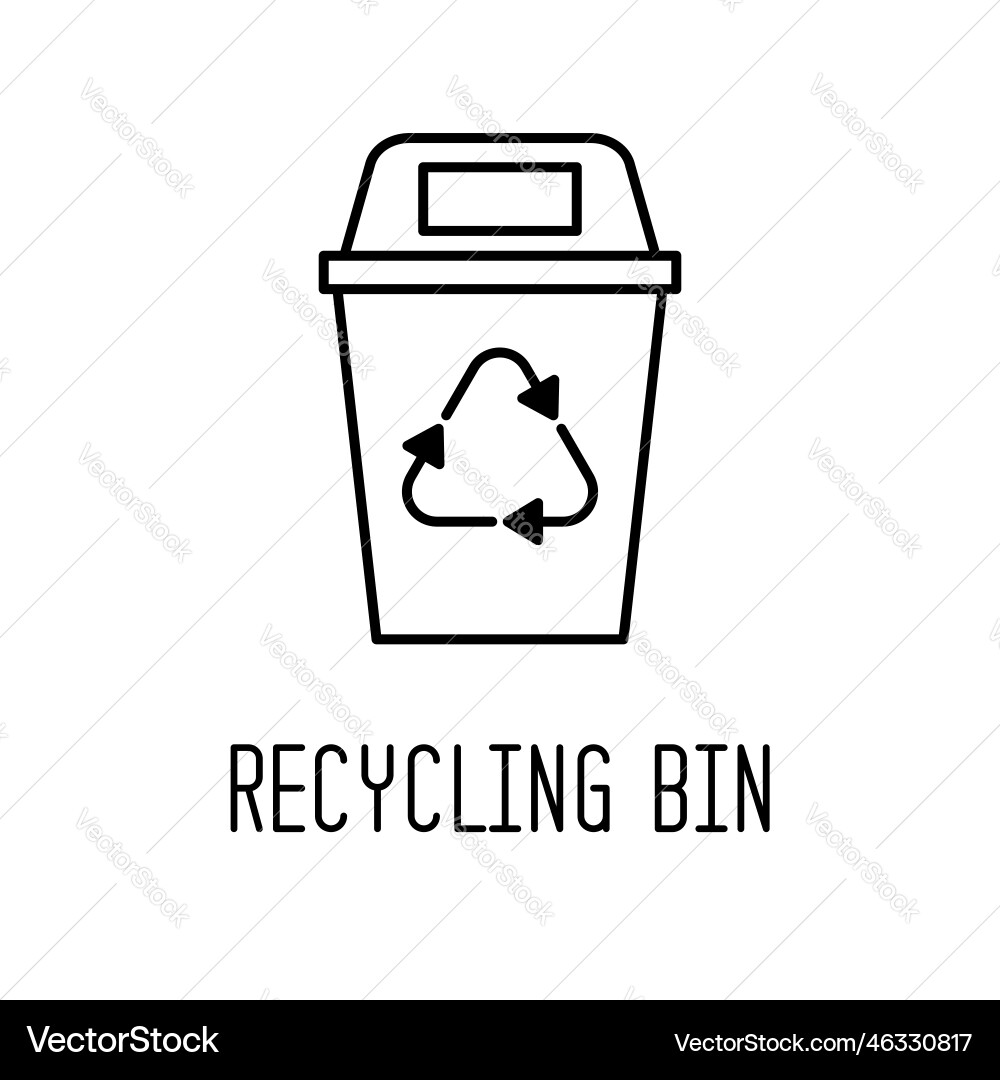Recycling bin line icon outline sign Royalty Free Vector