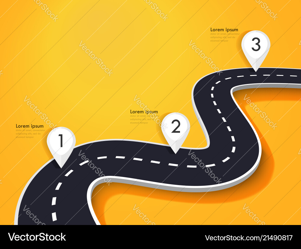 Winding Road On A Colorful Background Road Way Vector Image