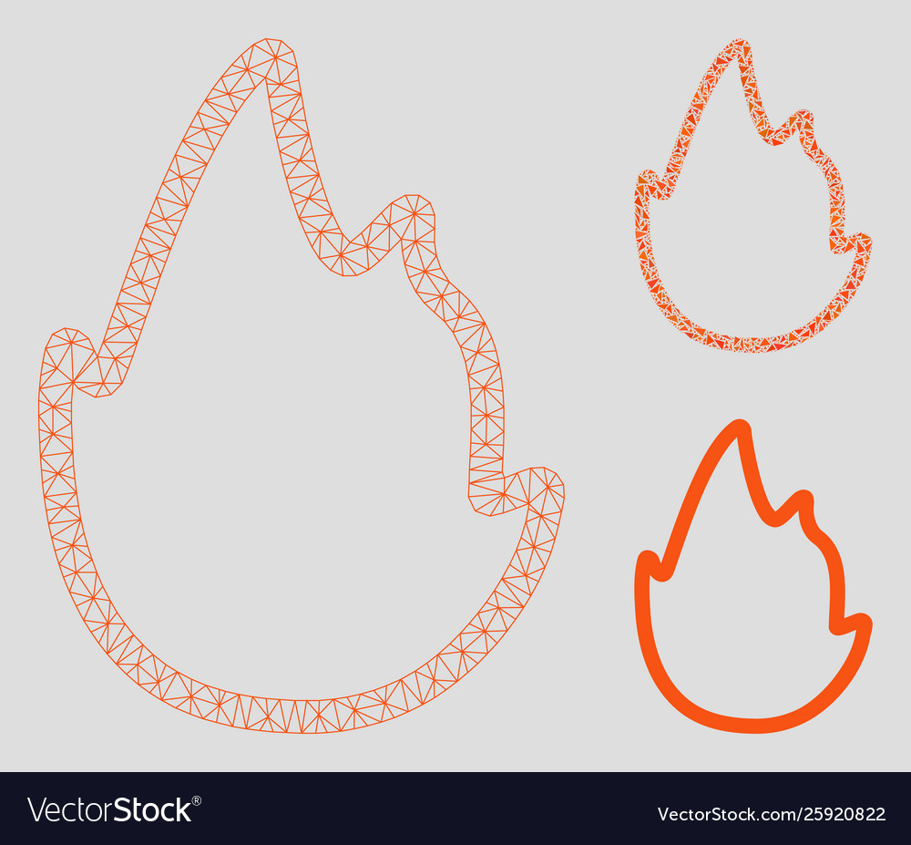 Fire contour mesh carcass model Royalty Free Vector Image Fire contour mesh carcass model Royalty Free Vector Image