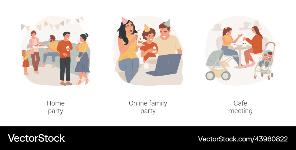 Friends gathering isolated cartoon Royalty Free Vector Image