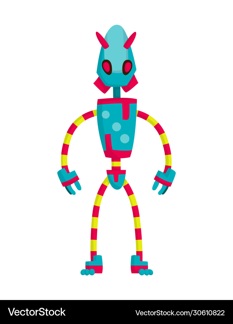 Funny cartoon robot cute retro robot robotic Vector Image