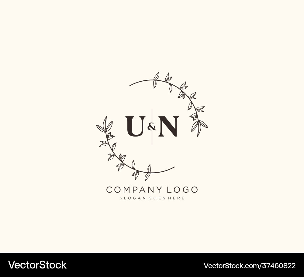 Initial un letters beautiful floral feminine Vector Image