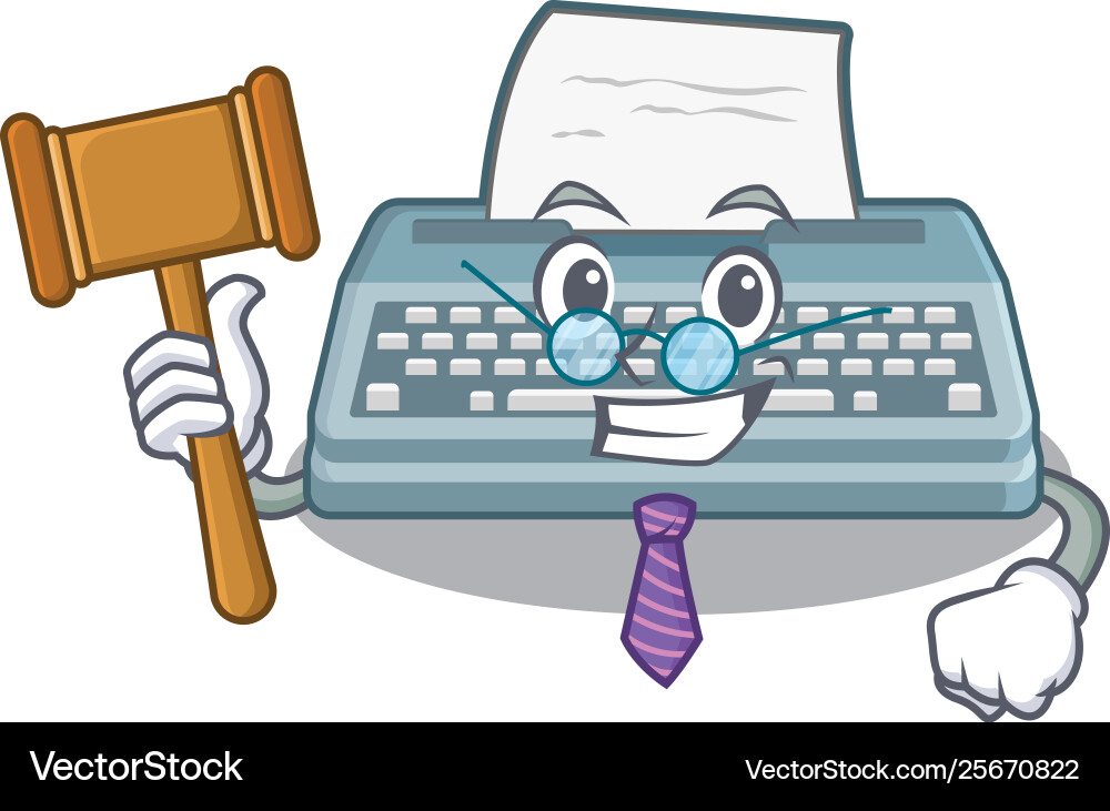 Judge typewriter in a mascot closet Royalty Free Vector