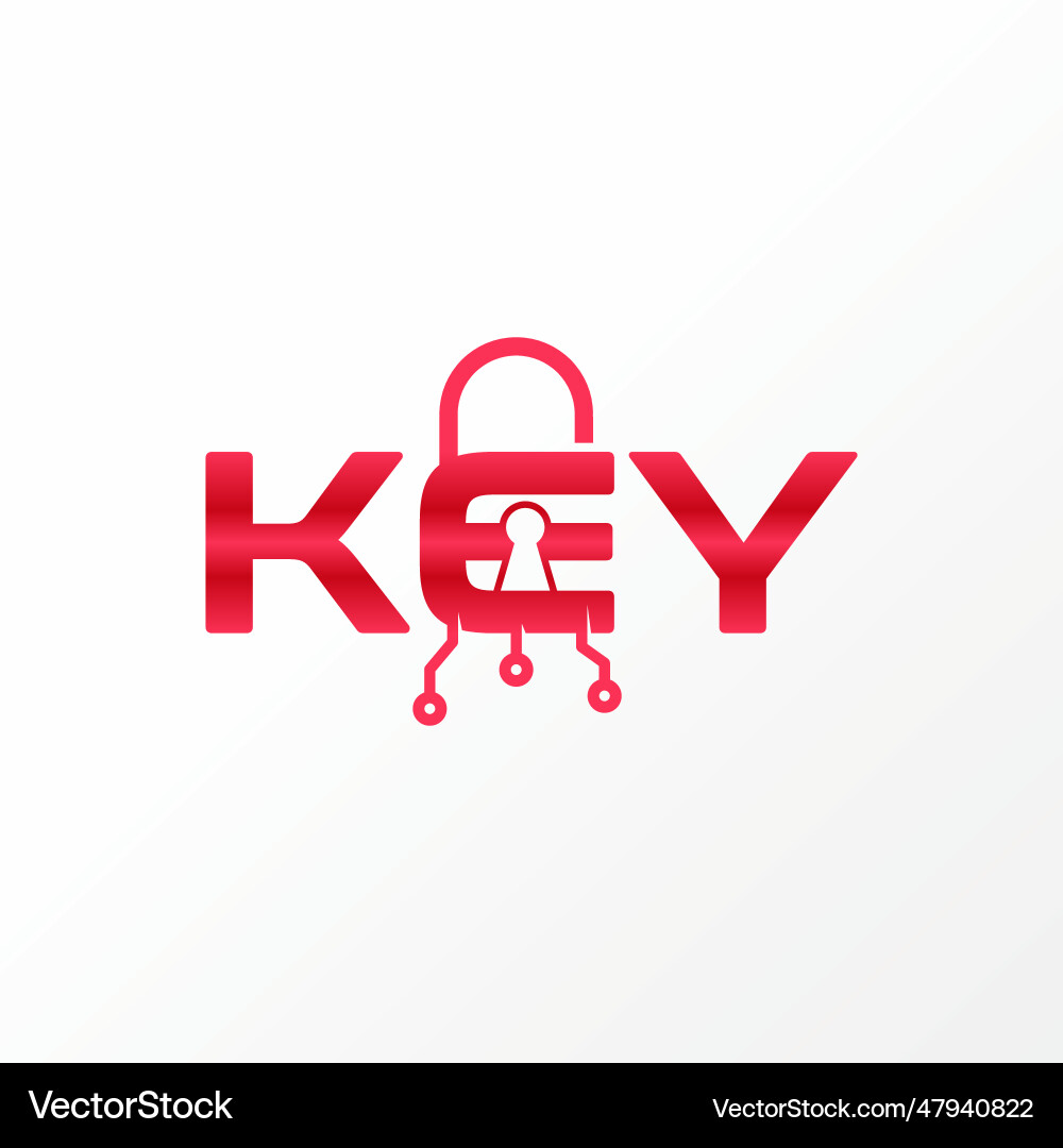 Letter word key hole font padlock and dots tech Vector Image