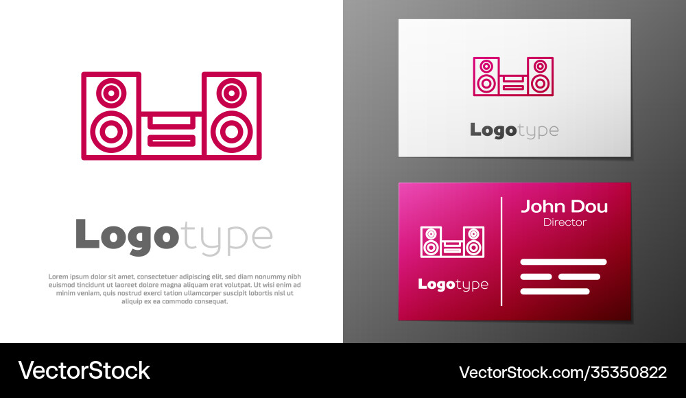 Logotype line home stereo with two speaker s icon Vector Image