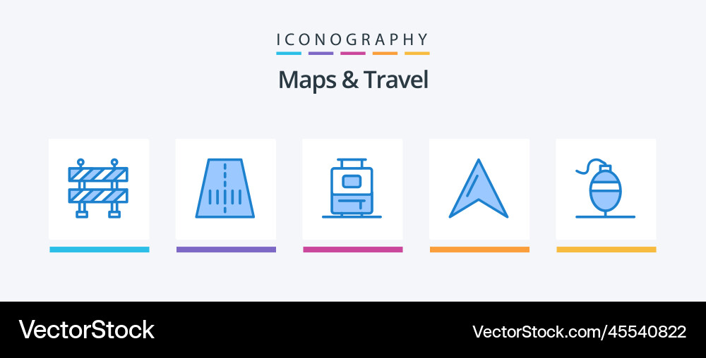 Maps and travel blue 5 icon pack including Vector Image