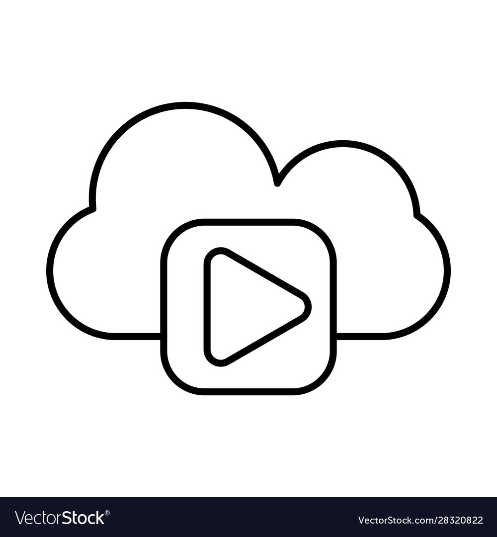 Media player play button with cloud computing Vector Image