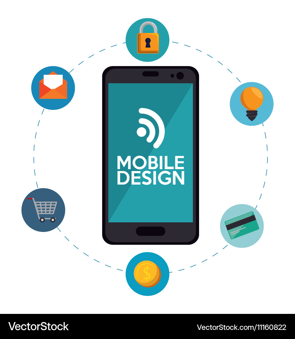 Mobile design connection media social icons Vector Image