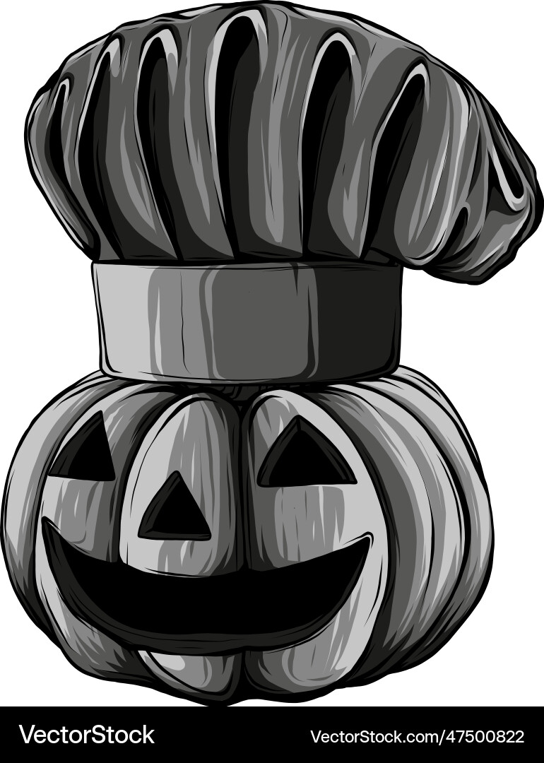 Monochromatic of pumpkin chef Royalty Free Vector Image