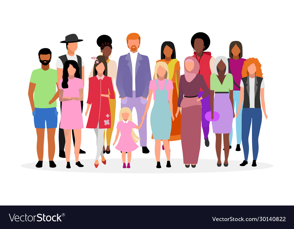 Multicultural people group flat different Vector Image