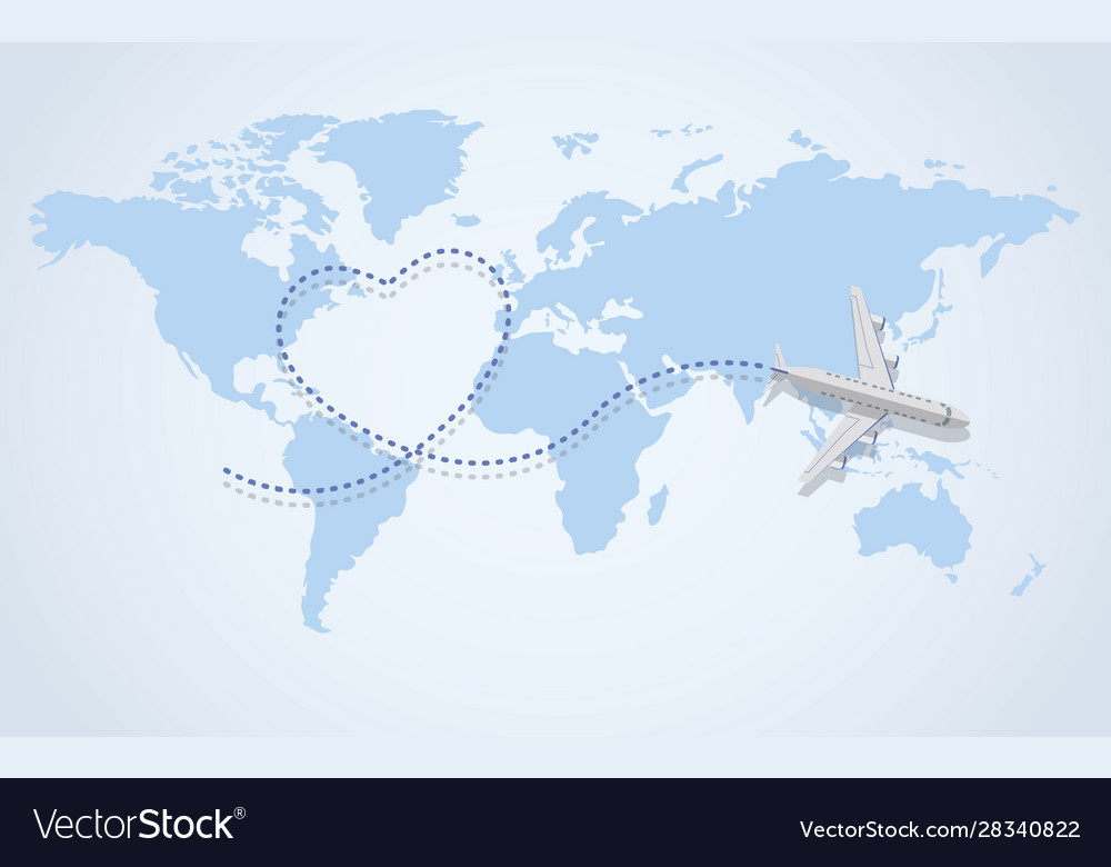 Plane flew over map Royalty Free Vector Image - VectorStock