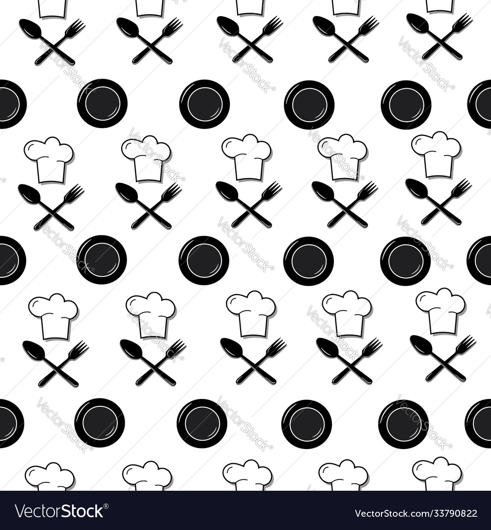 Seamless monochrome pattern with a chefs hat Vector Image