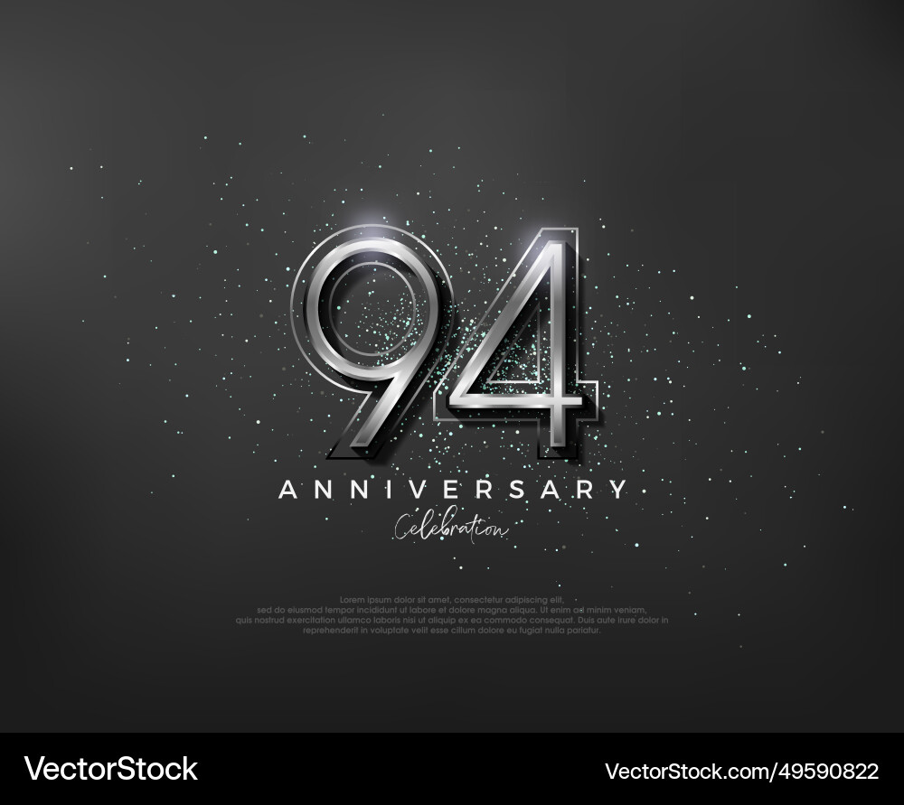 Silver metallic number design premium number 94th Vector Image