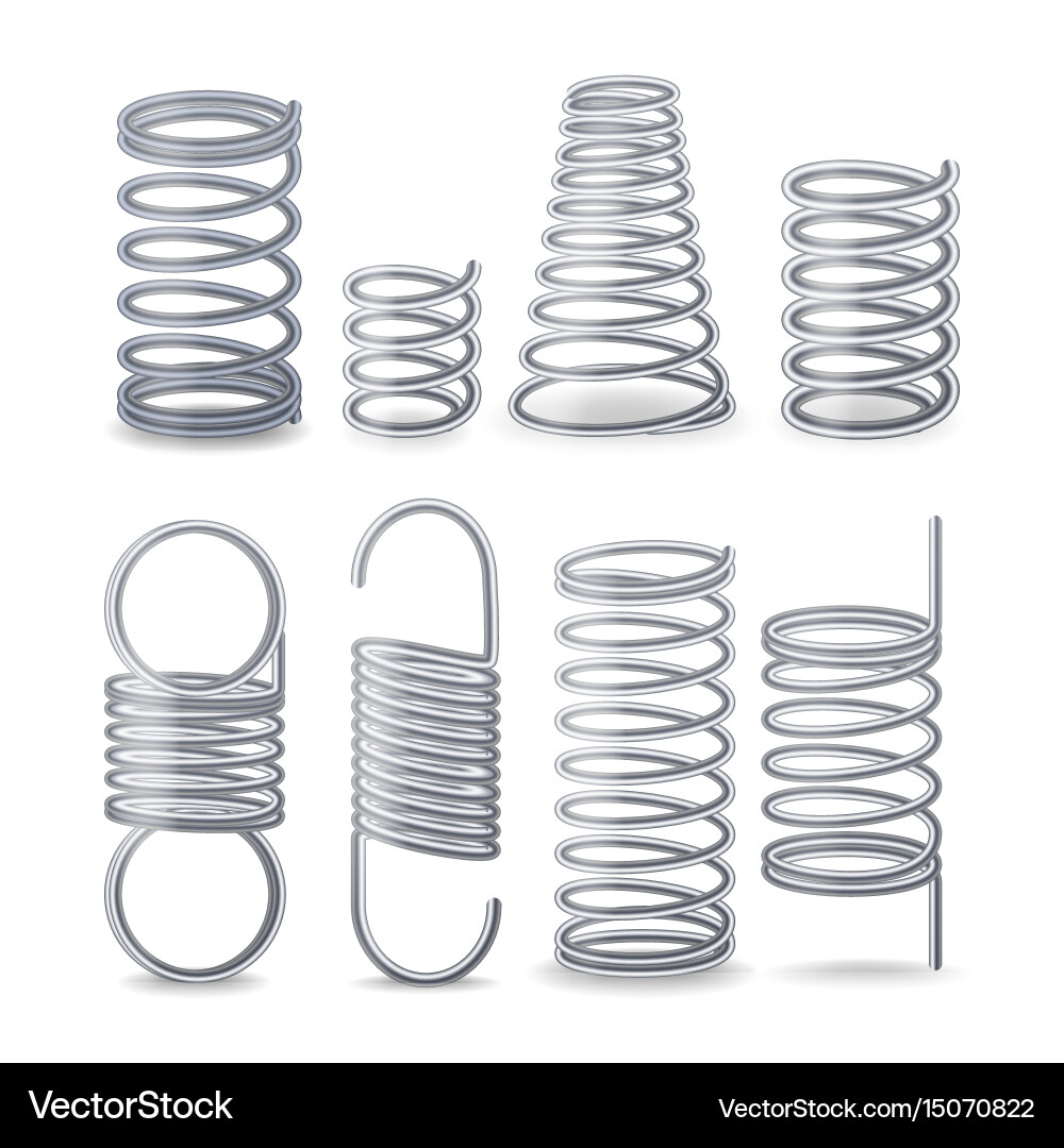 Spiral flexible wire springs of compression Vector Image