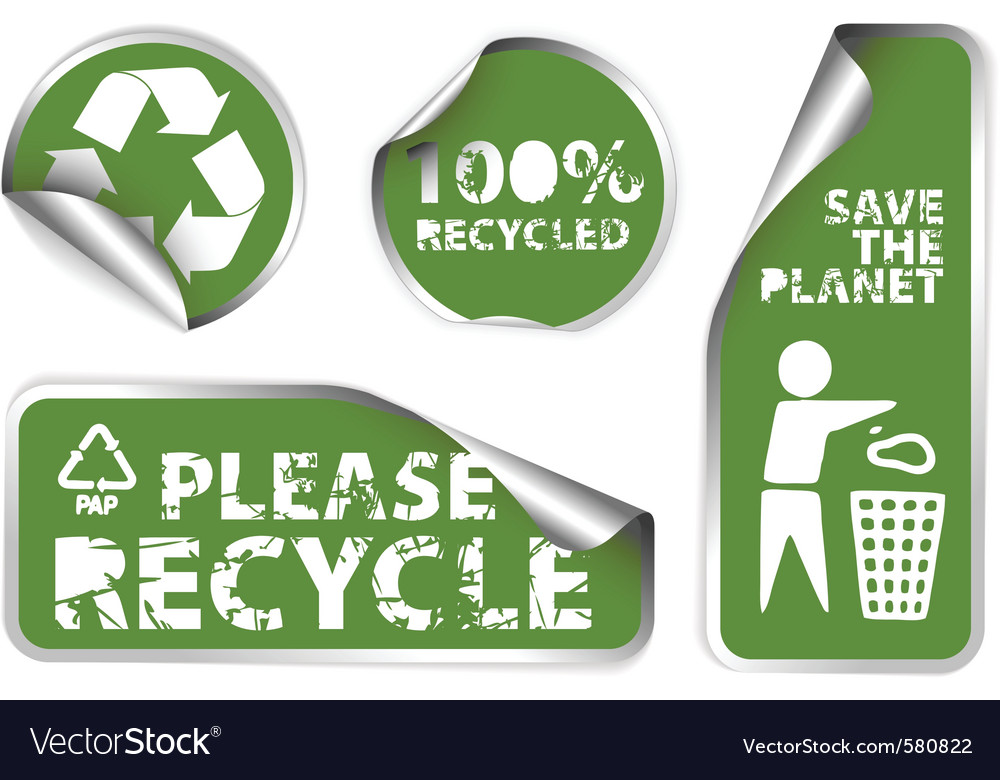 Stickers With Recycle Icons Royalty Free Vector Image
