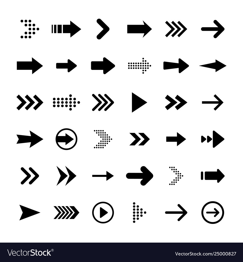 Arrows big black set icons arrow icon Royalty Free Vector