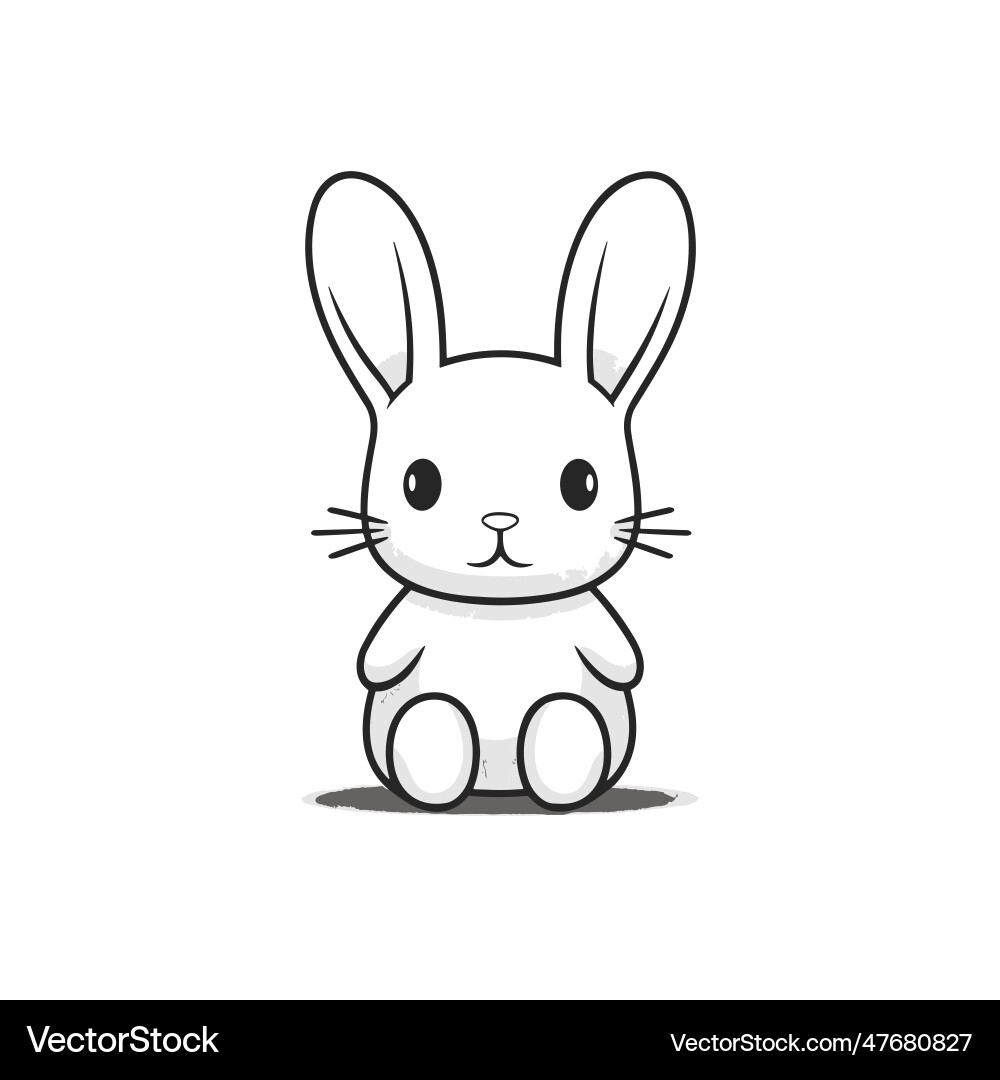 Bunny hand-drawn doodle style cartoon Royalty Free Vector