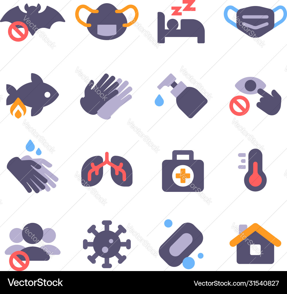 Coronavirus flat icon set sars-cov-2 epidemic Vector Image