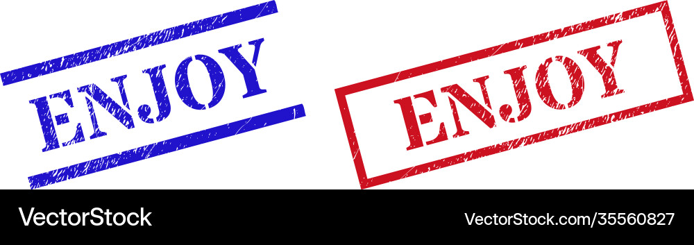 Enjoy grunge scratched seal stamps with rectangle Vector Image