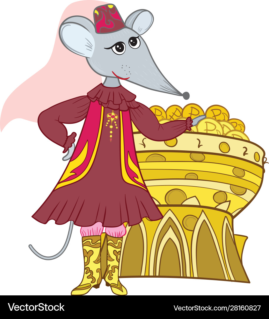 Funny tatar muslim mouse sketch Royalty Free Vector Image