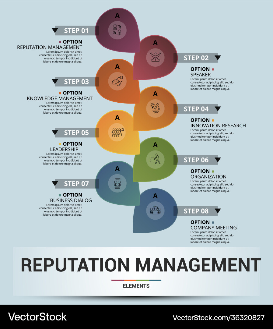 Infographic reputation management template icons Vector Image