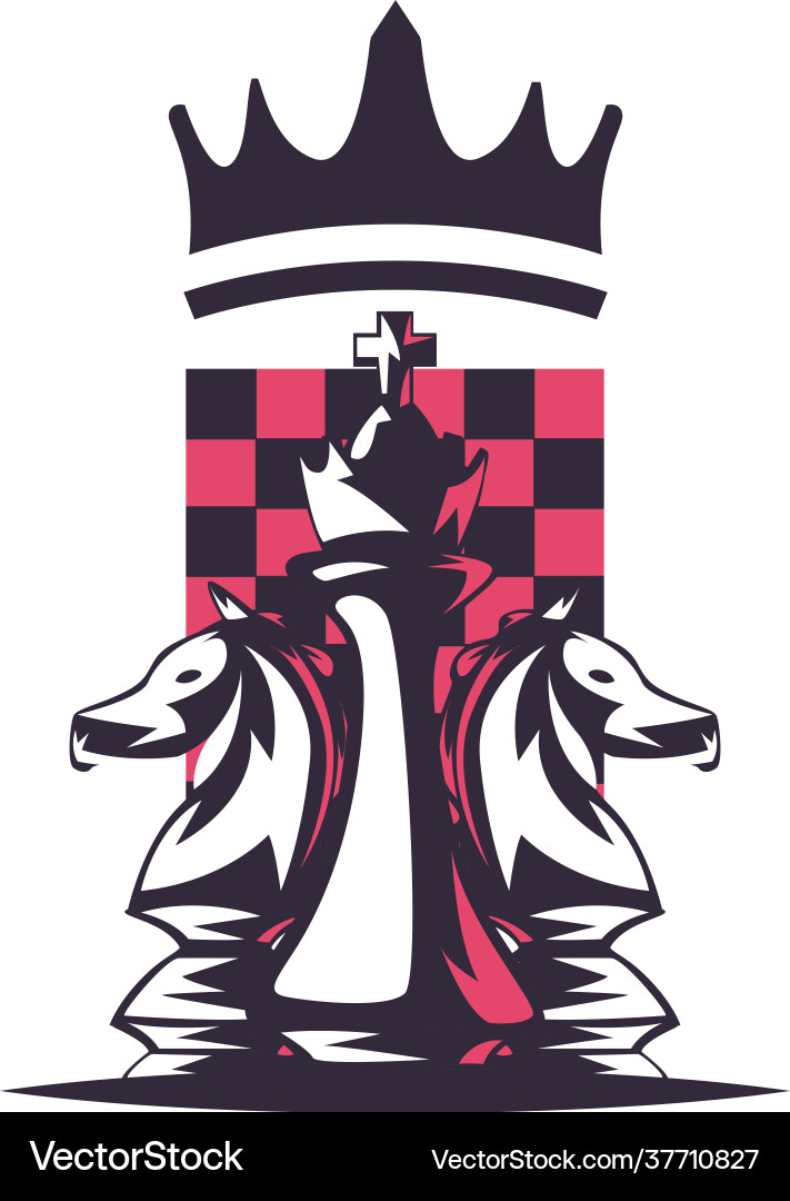 King and knight chess pieces with crown Royalty Free Vector