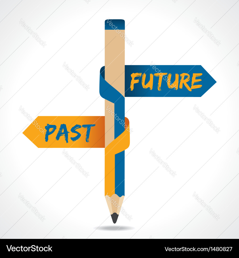 Past and future arrow in opposite pencil Vector Image