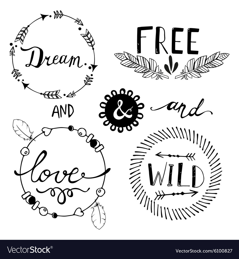 Set boho style frames and elements Royalty Free Vector Image