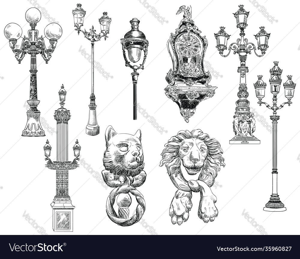 Set decorative ancient architectural elements Vector Image