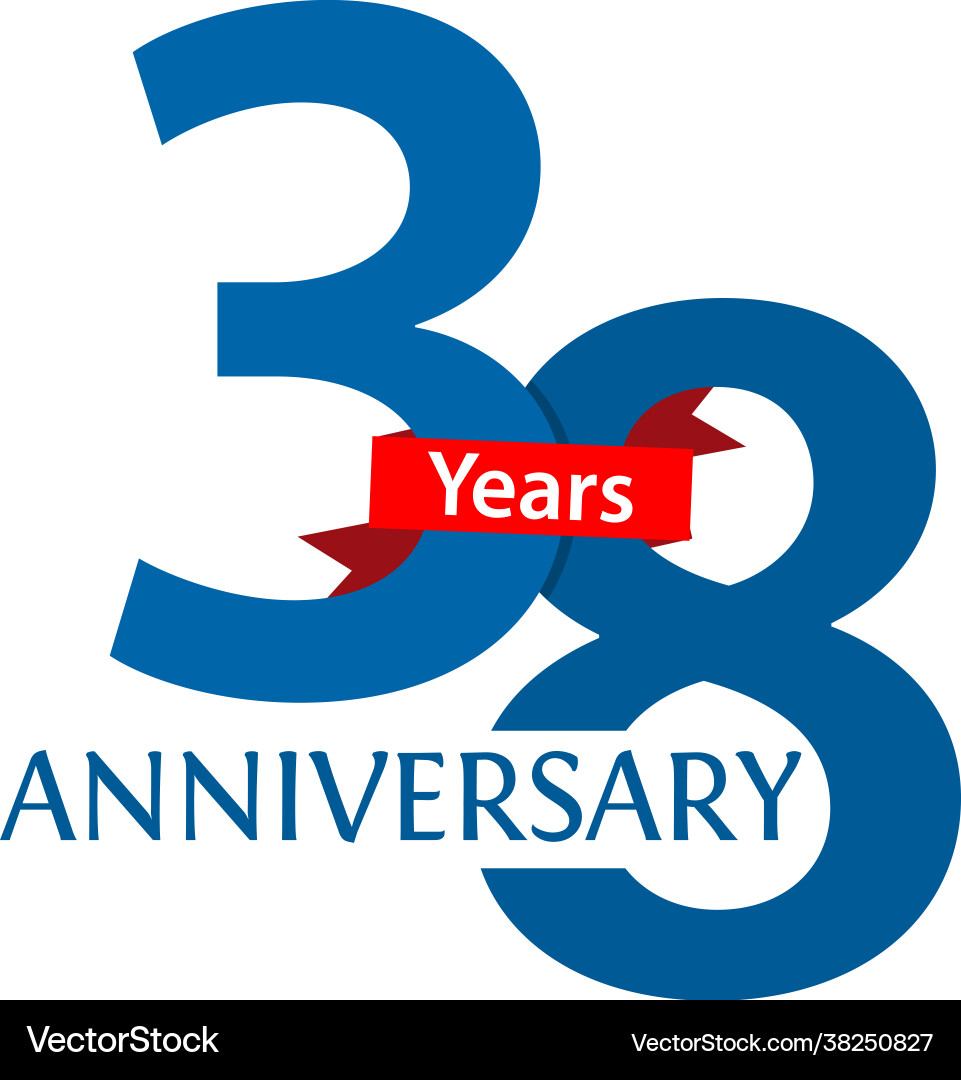 Thirty eight years anniversary paper isolated Vector Image