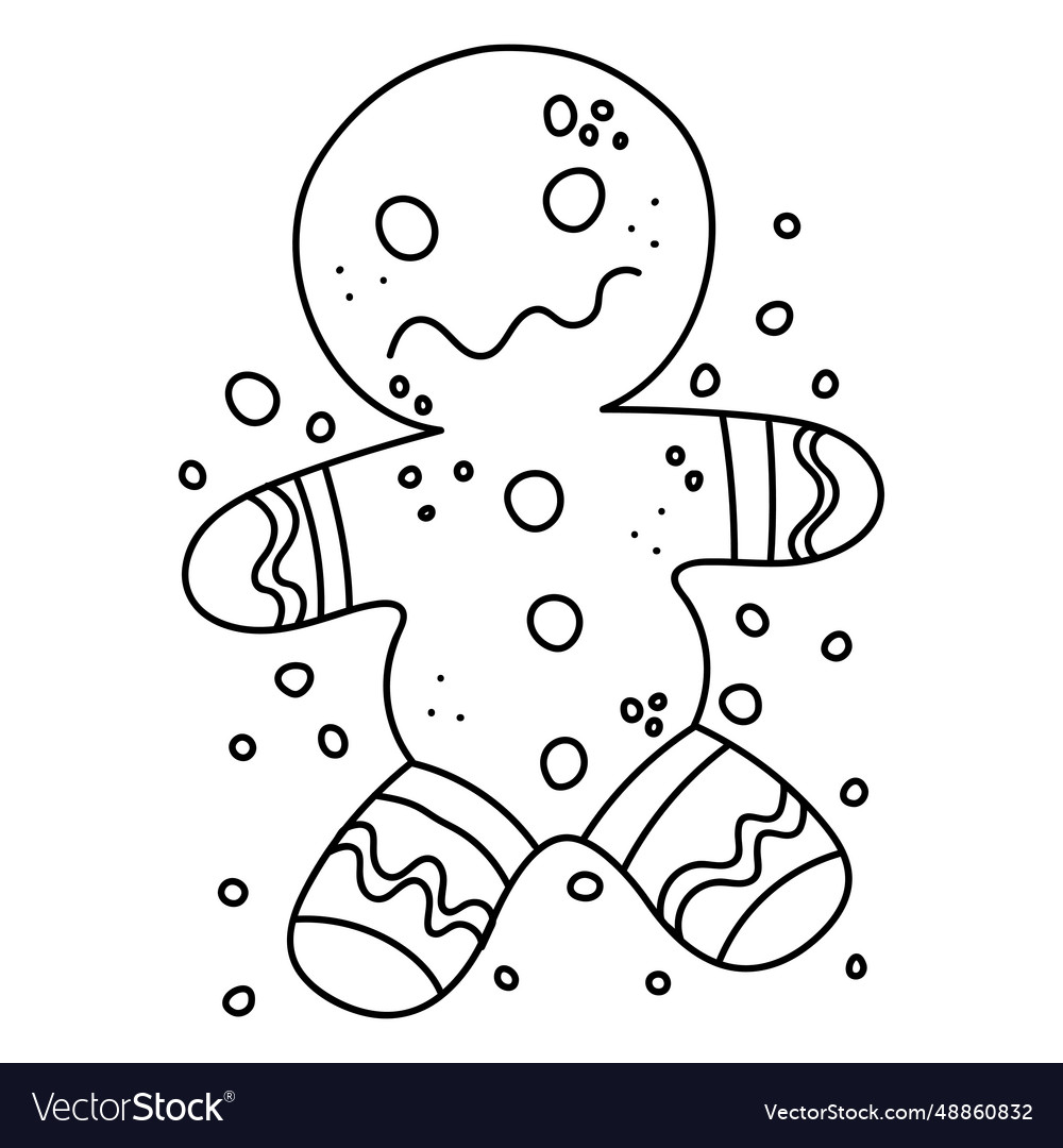 Gingerbread cookie line Royalty Free Vector Image